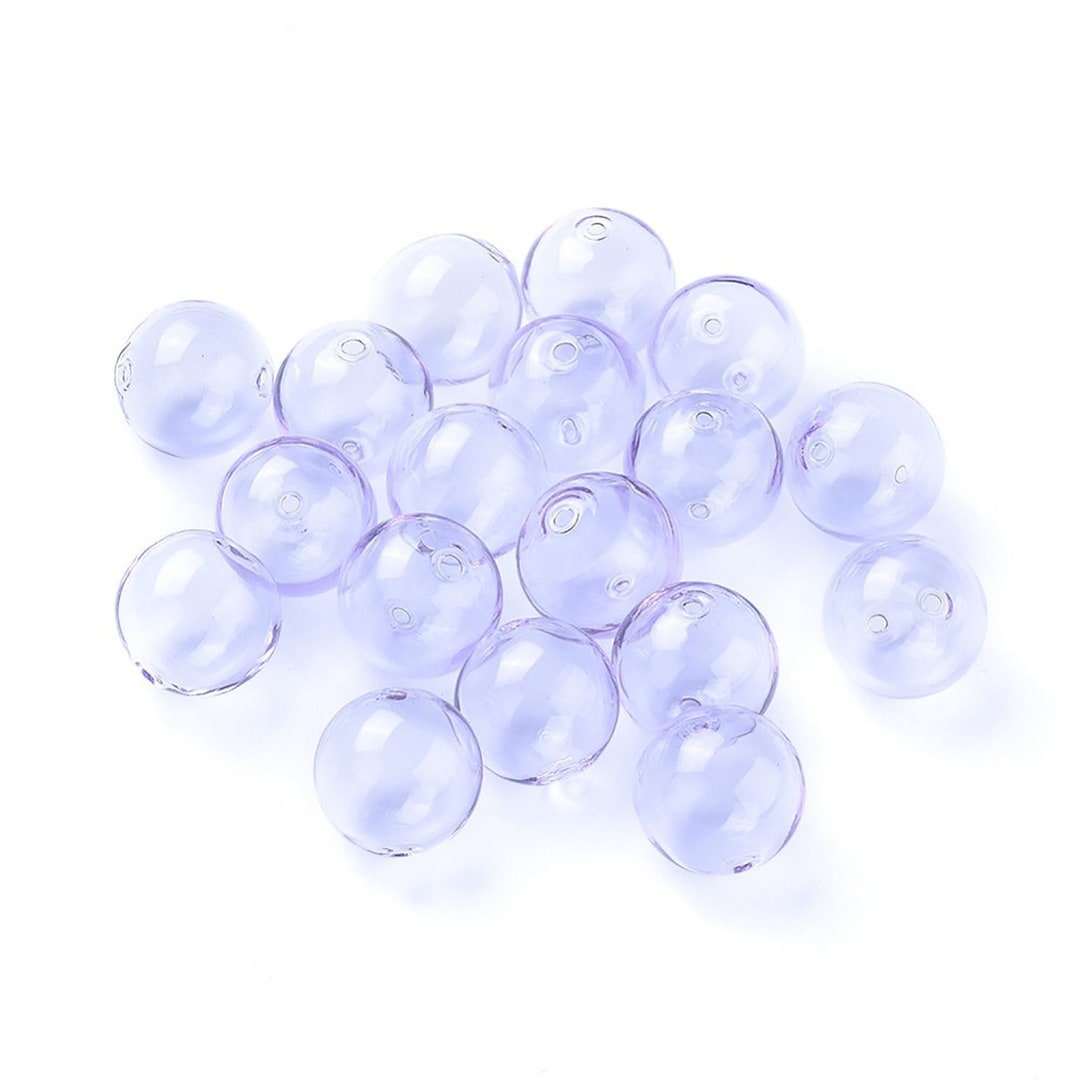 Hand Blown Hollow Glass Bubbles 14mm Color Shifting Purple Beads. Lot ...
