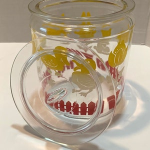 Anchor Hocking, Vintage GLASS COOKIE Jar, With Lid, Yellows and Reds ...