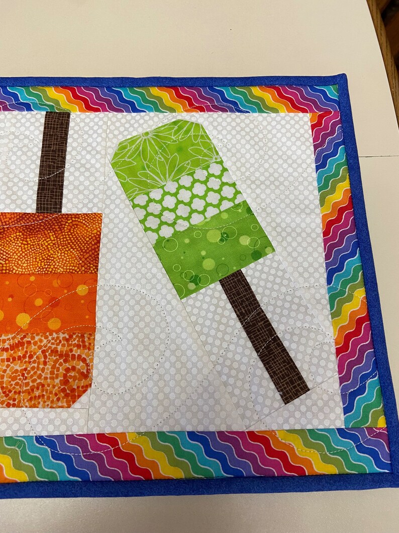Quilted Pop Sickle Table Runner, Birthday Party Table Decor, Spring ...