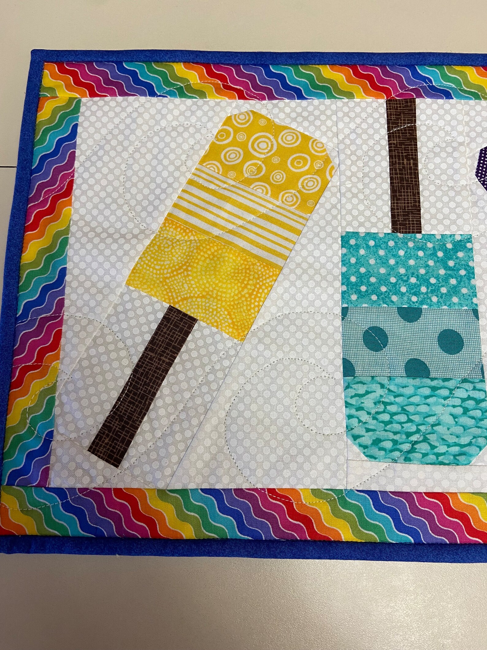 Quilted Pop Sickle Table Runner, Birthday Party Table Decor, Spring ...