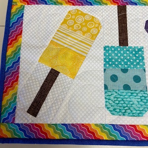 Quilted Pop Sickle Table Runner, Birthday Party Table Decor, Spring ...