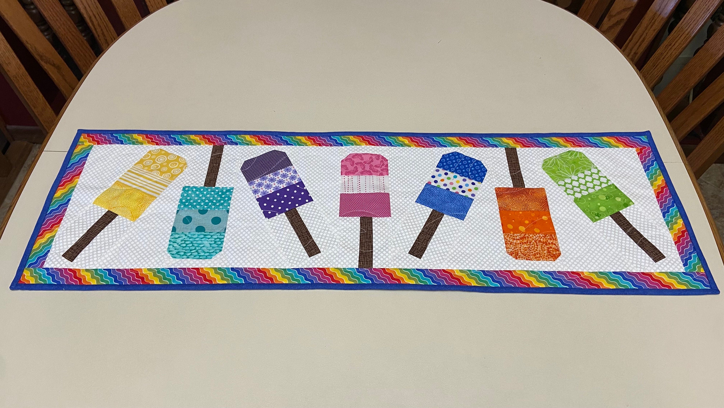 Quilted Pop Sickle Table Runner, Birthday Party Table Decor, Spring ...