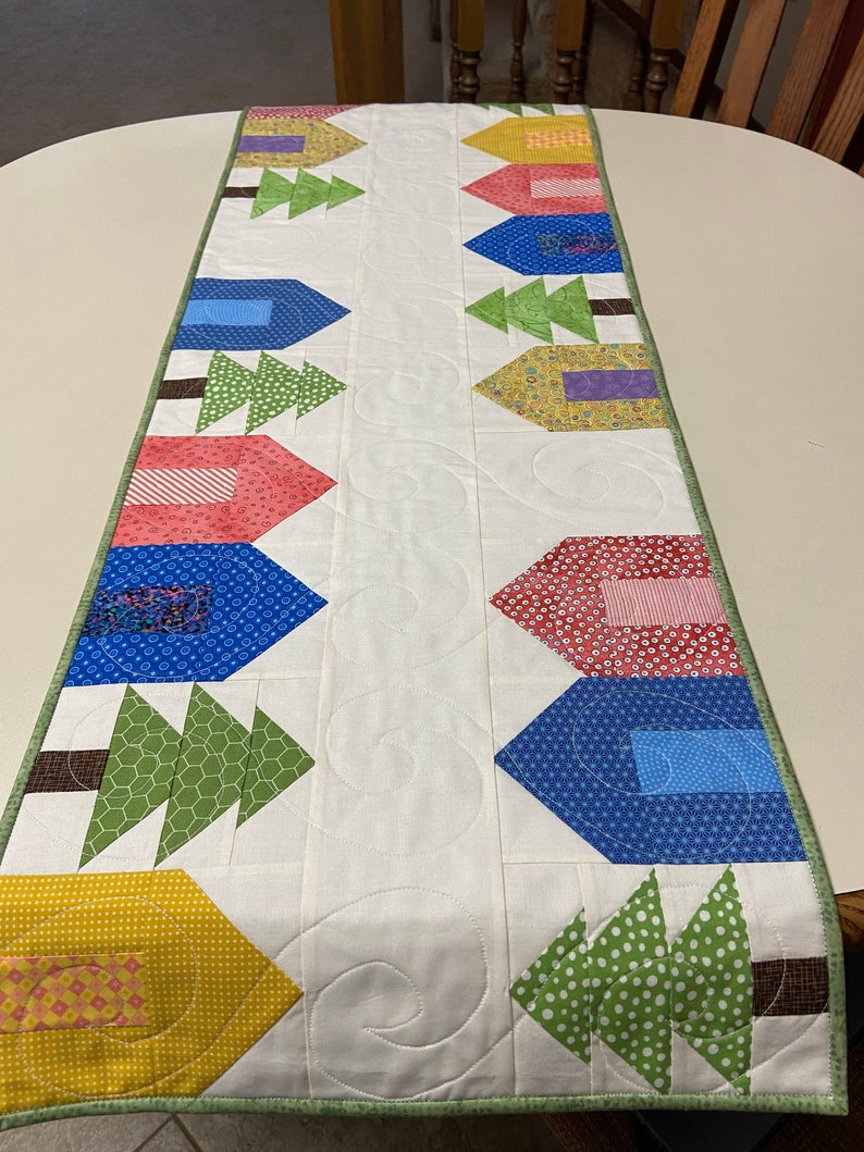 Quilted Table Runner, Spring Summer Dining Table Decor, Farmhouse Table ...