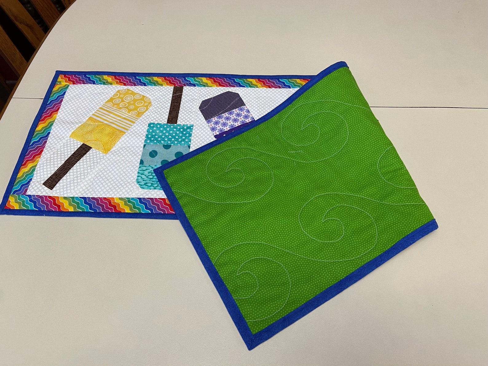 Quilted Pop Sickle Table Runner, Birthday Party Table Decor, Spring ...