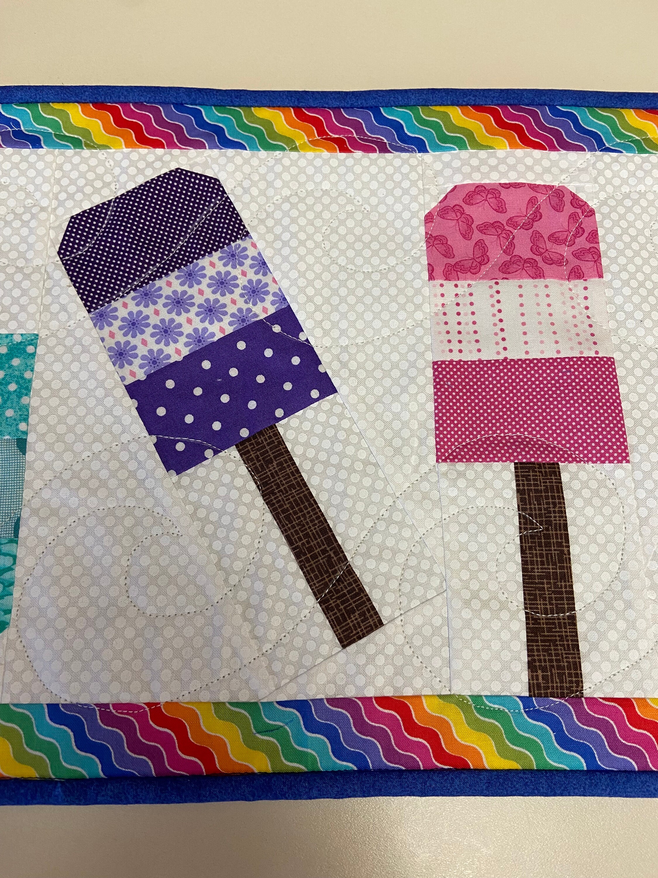 Quilted Pop Sickle Table Runner, Birthday Party Table Decor, Spring ...
