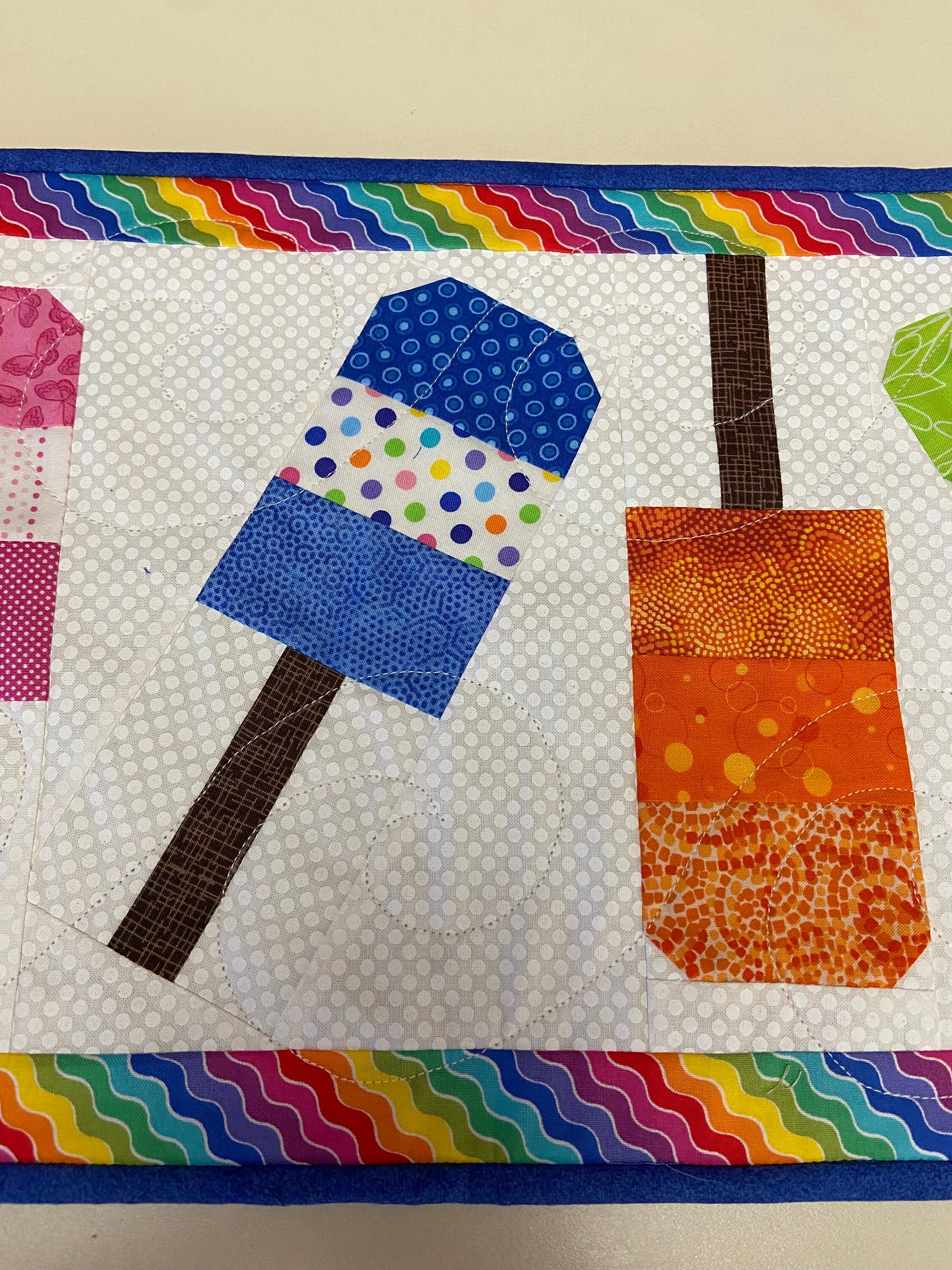 Quilted Pop Sickle Table Runner, Birthday Party Table Decor, Spring ...