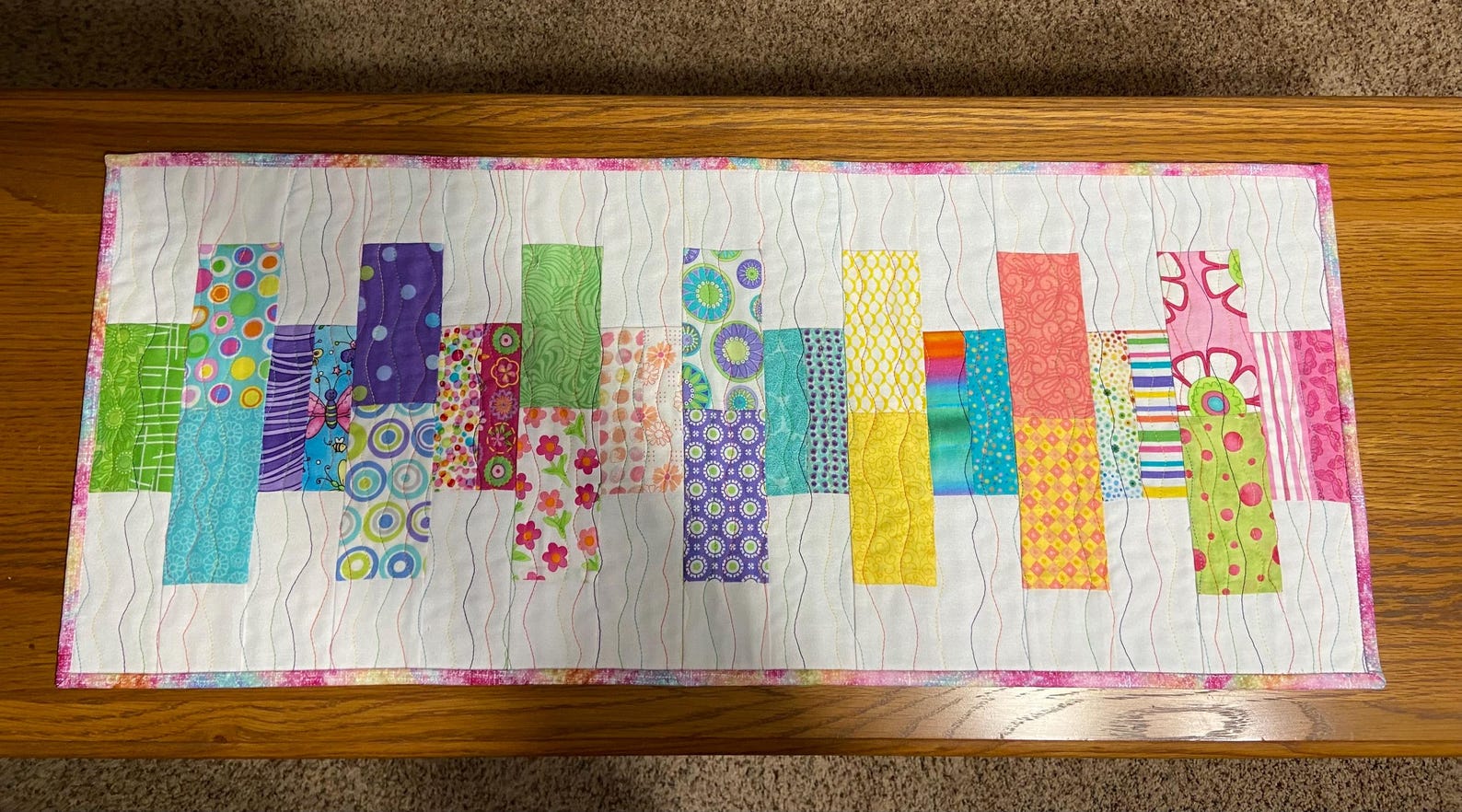 Spring Summer Quilted Table Runner, Multi-color Easter Table Topper ...