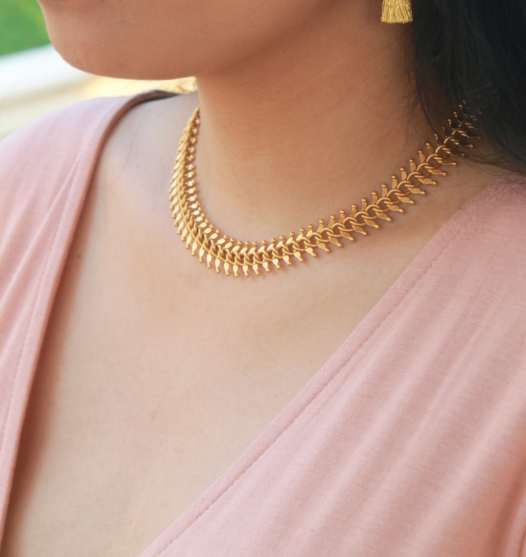 Choker Necklace, Cantara Fish Bone Choker Necklace - Etsy