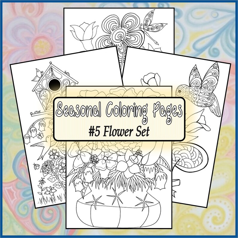 DIGITAL DOWNLOAD** Seasonal Coloring Pages #5 Flowers Set ** - Etsy