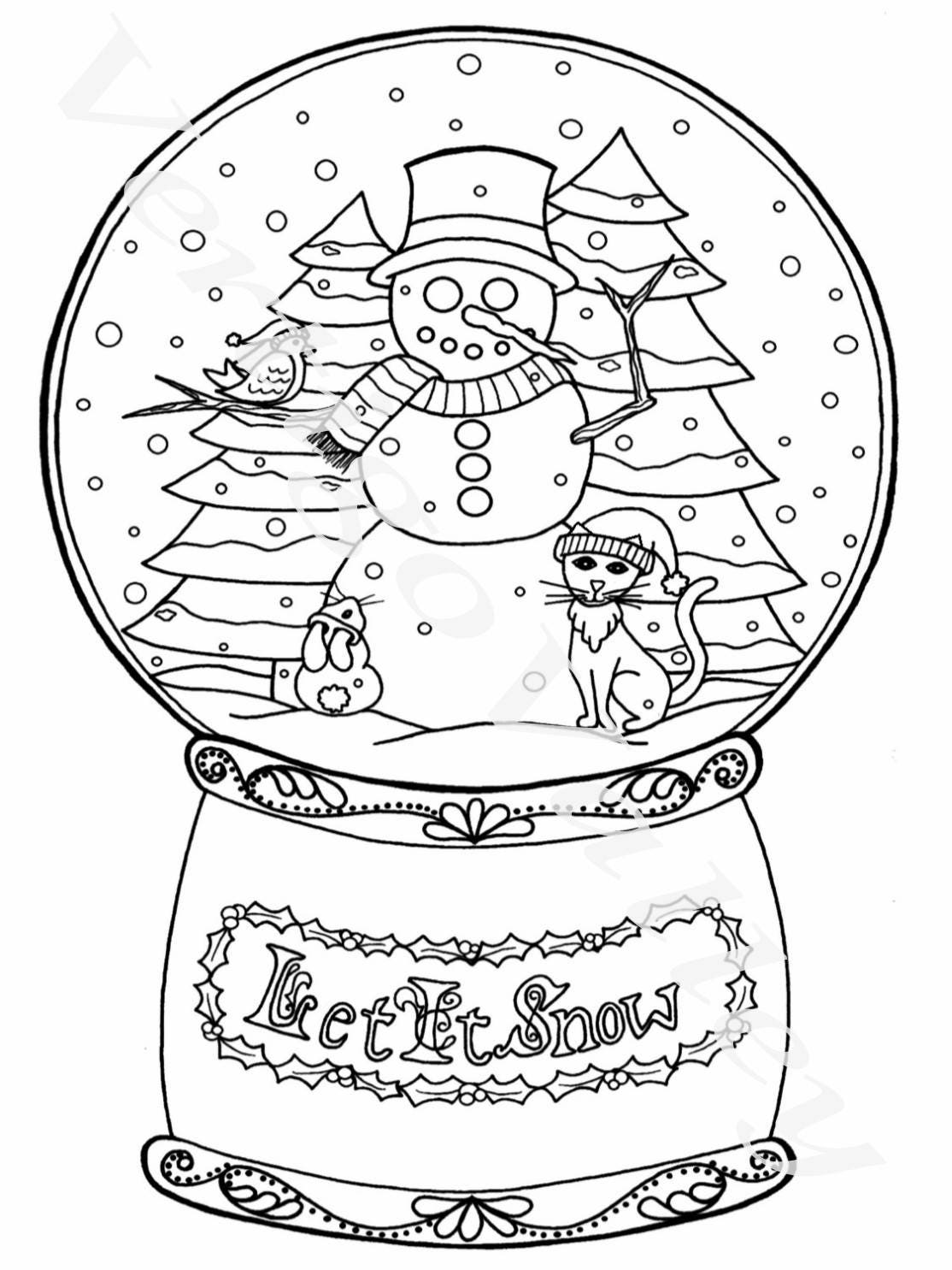 DIGITAL DOWNLOAD Christmas Coloring Pages 3 Snow Set - Etsy