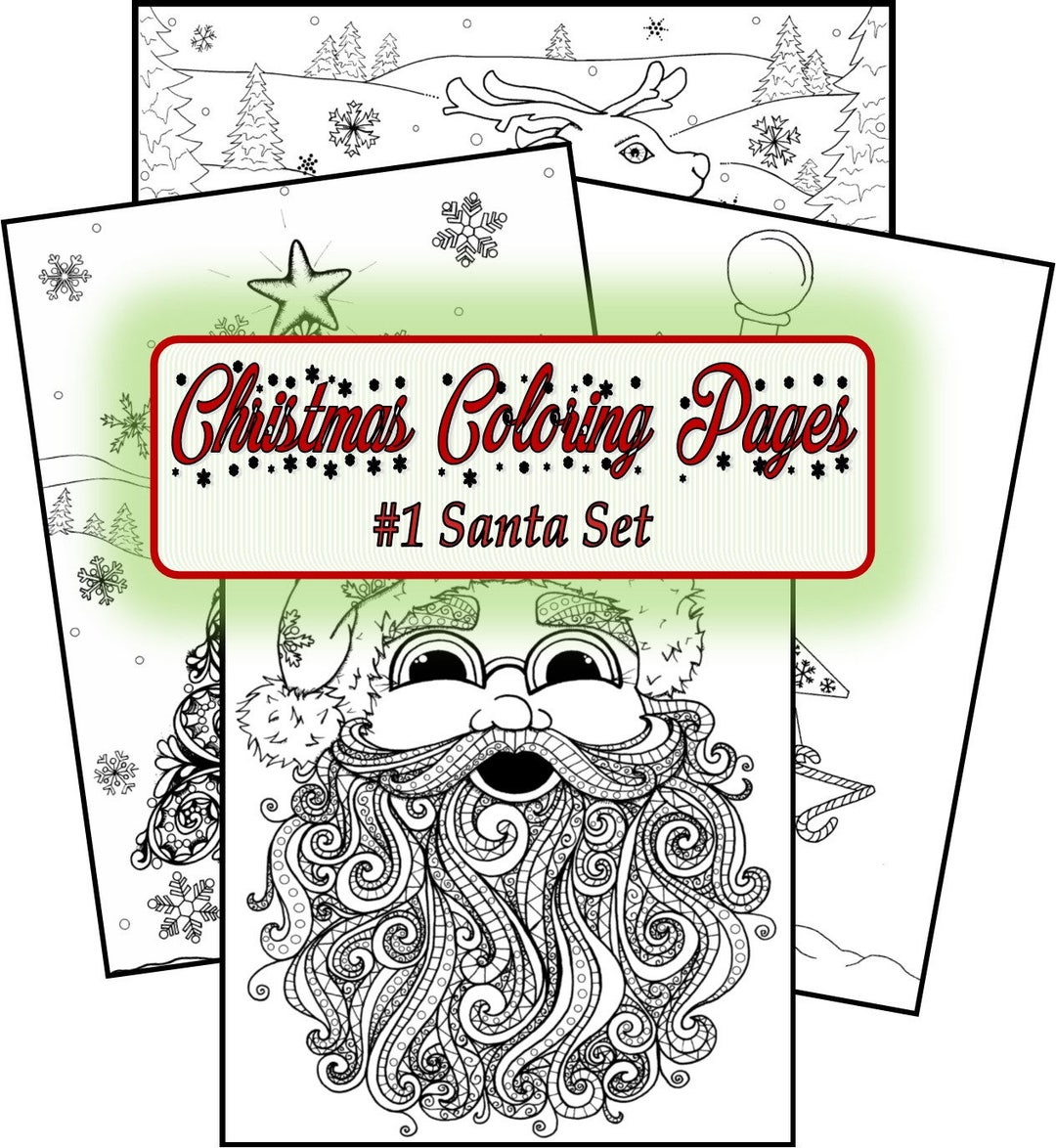 DIGITAL DOWNLOAD** Christmas Coloring Pages #1 Santa Set ** - Etsy