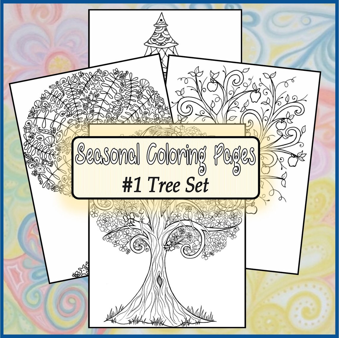 DIGITAL DOWNLOAD** Seasonal Coloring Pages #1 Tree Set ** - Etsy