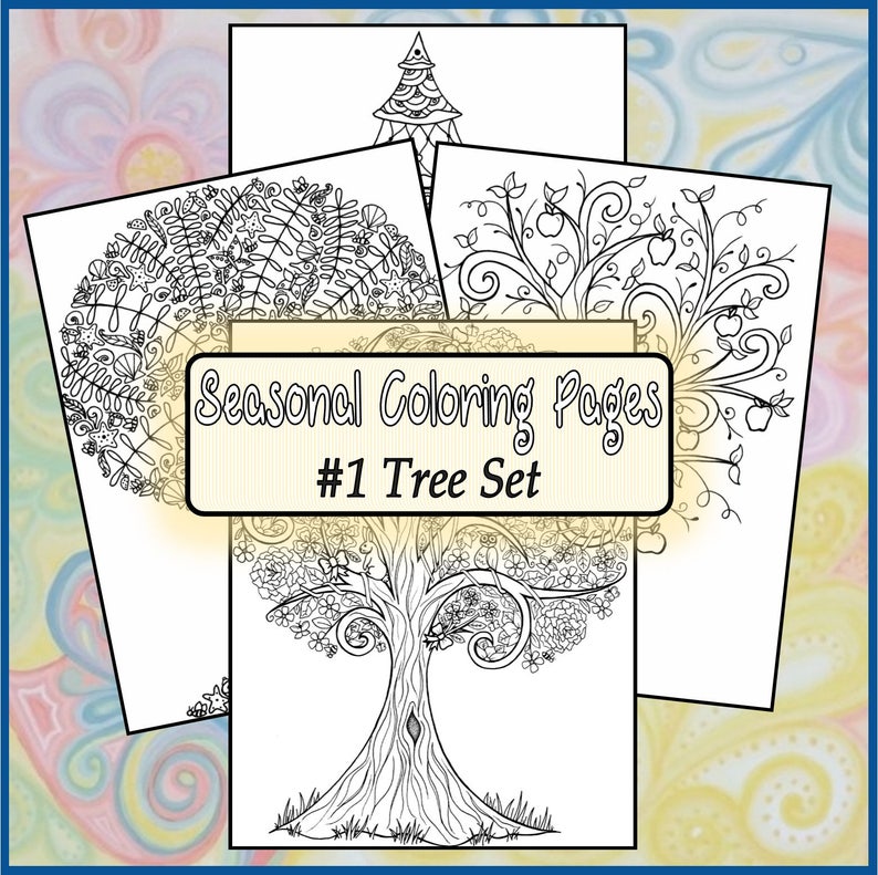DIGITAL DOWNLOAD** Seasonal Coloring Pages #1 Tree Set ** - Etsy