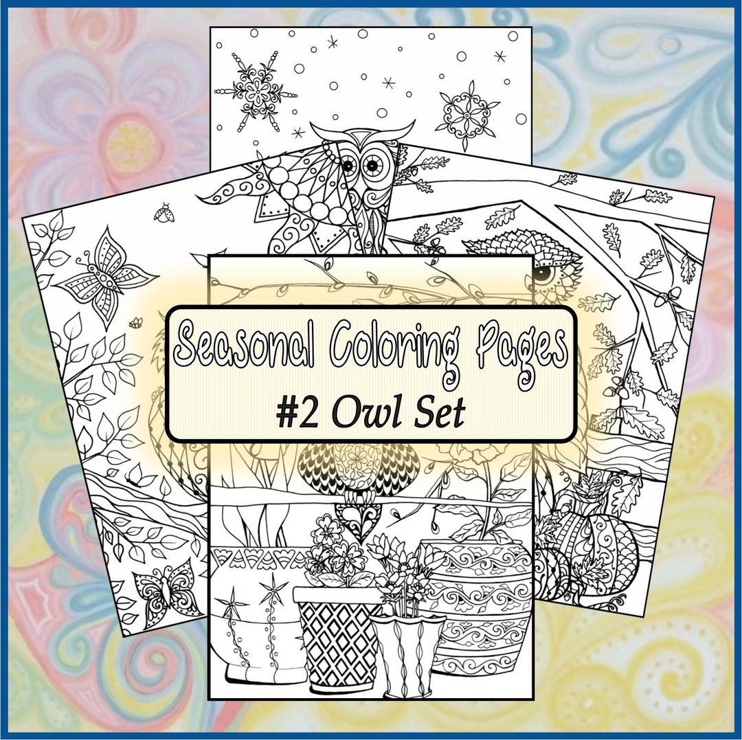 DIGITAL DOWNLOAD** Seasonal Coloring Pages #2 Owl Set ** - Etsy