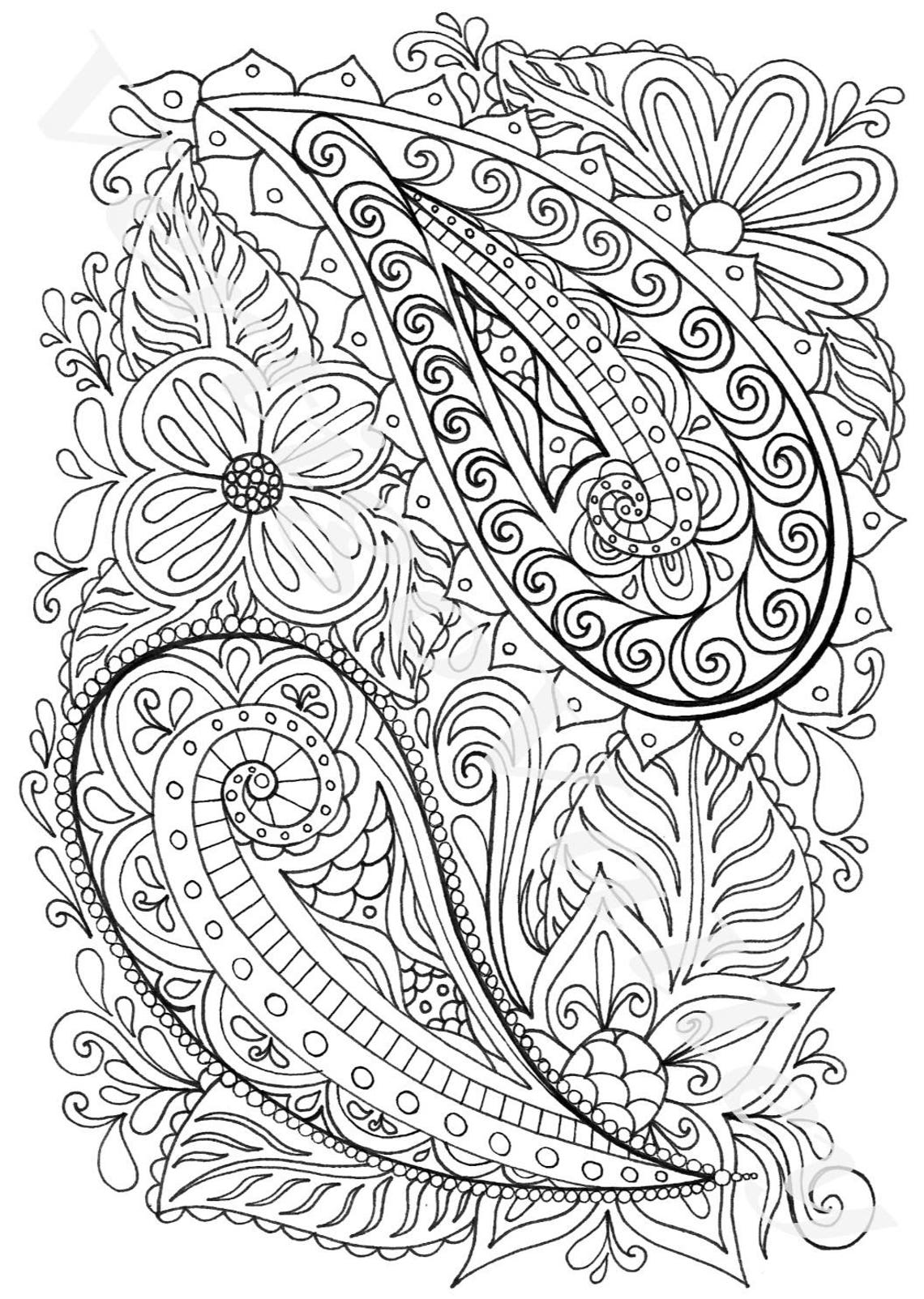 DIGITAL DOWNLOAD** Coloring Pages #3 Paisley Set ** - Etsy
