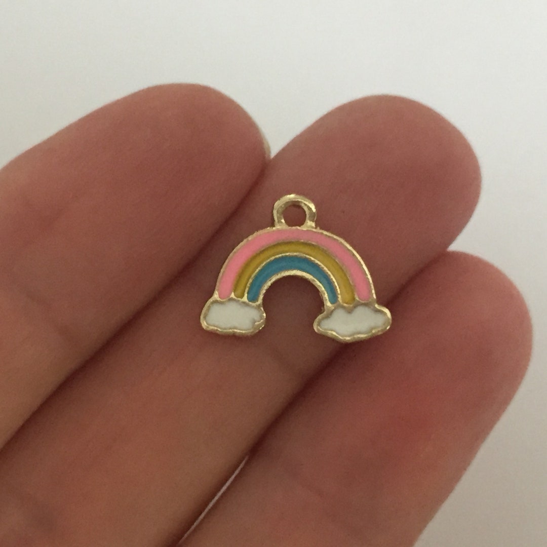 4 Rainbow Charms Gold Tone Enamel SC7141 - Etsy