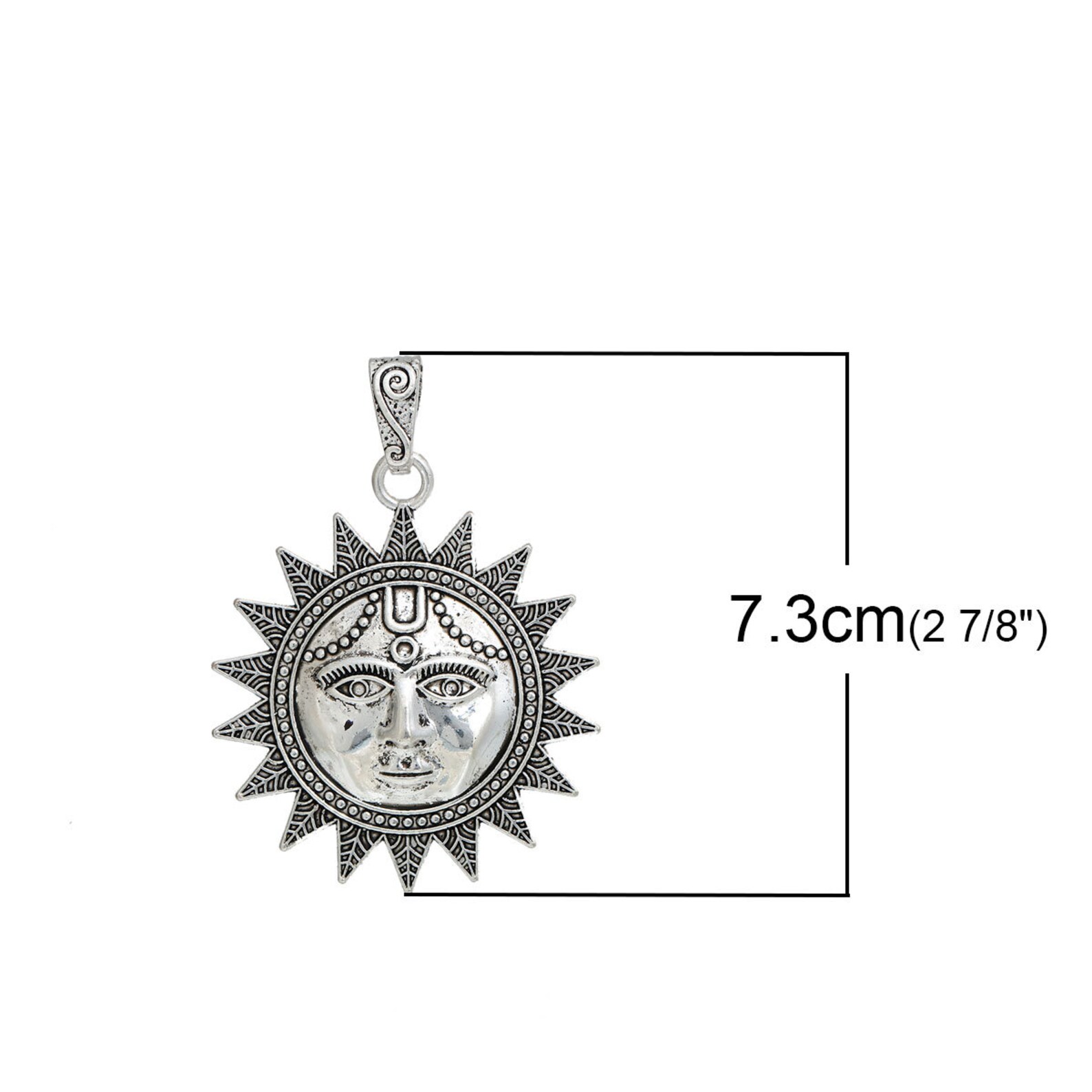 1 Sun Charm Pendant Antique Silver Tone SUN07 - Etsy