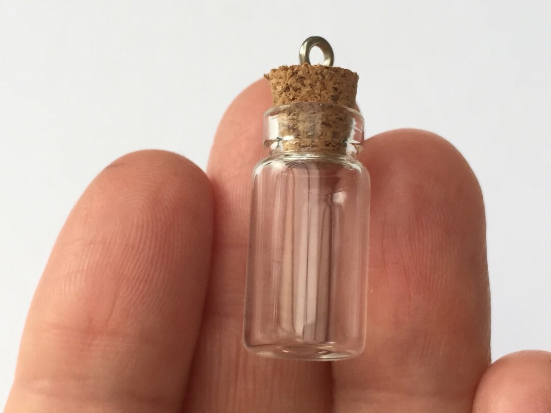 4 Glass Bottles and Cork Stoppers Cylinder Transparent (usable 1ml ...