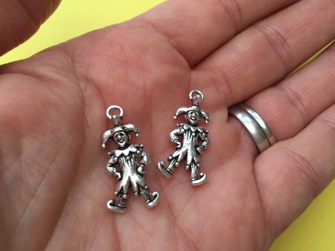 4 Clown Charms Antique Silver Tone SC1312 | Etsy