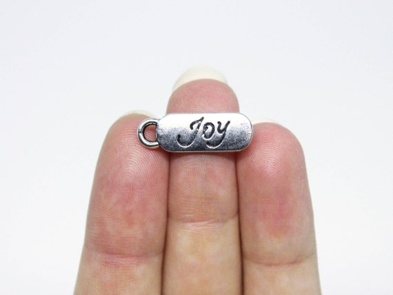 10 Joy Charms Antique Silver Tone XMS442 | Etsy
