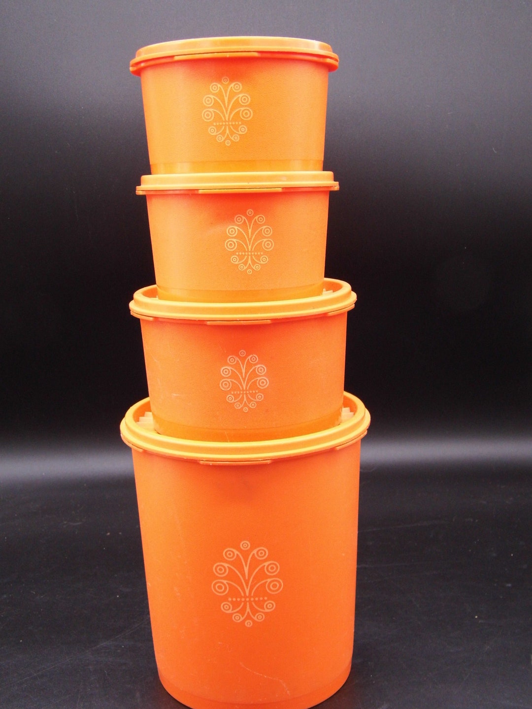 Tupperware Canister Set Orange (4) - Etsy