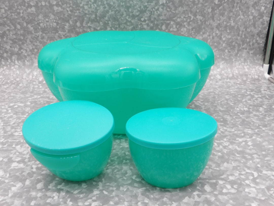 Tupperware Chip N Dip Salad Bowl Set Teal - Etsy