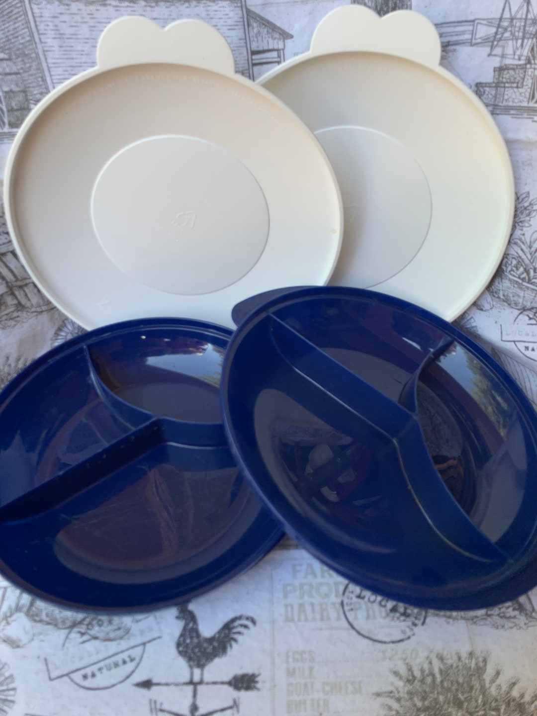 Vintage Tupperware Reheatables Divided Plates Blue - Etsy