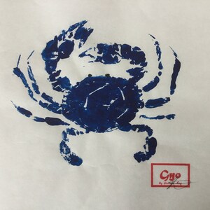 Blue Crab/rustic Beach Sign/gyotaku/coastal Living/nautical Ideas ...