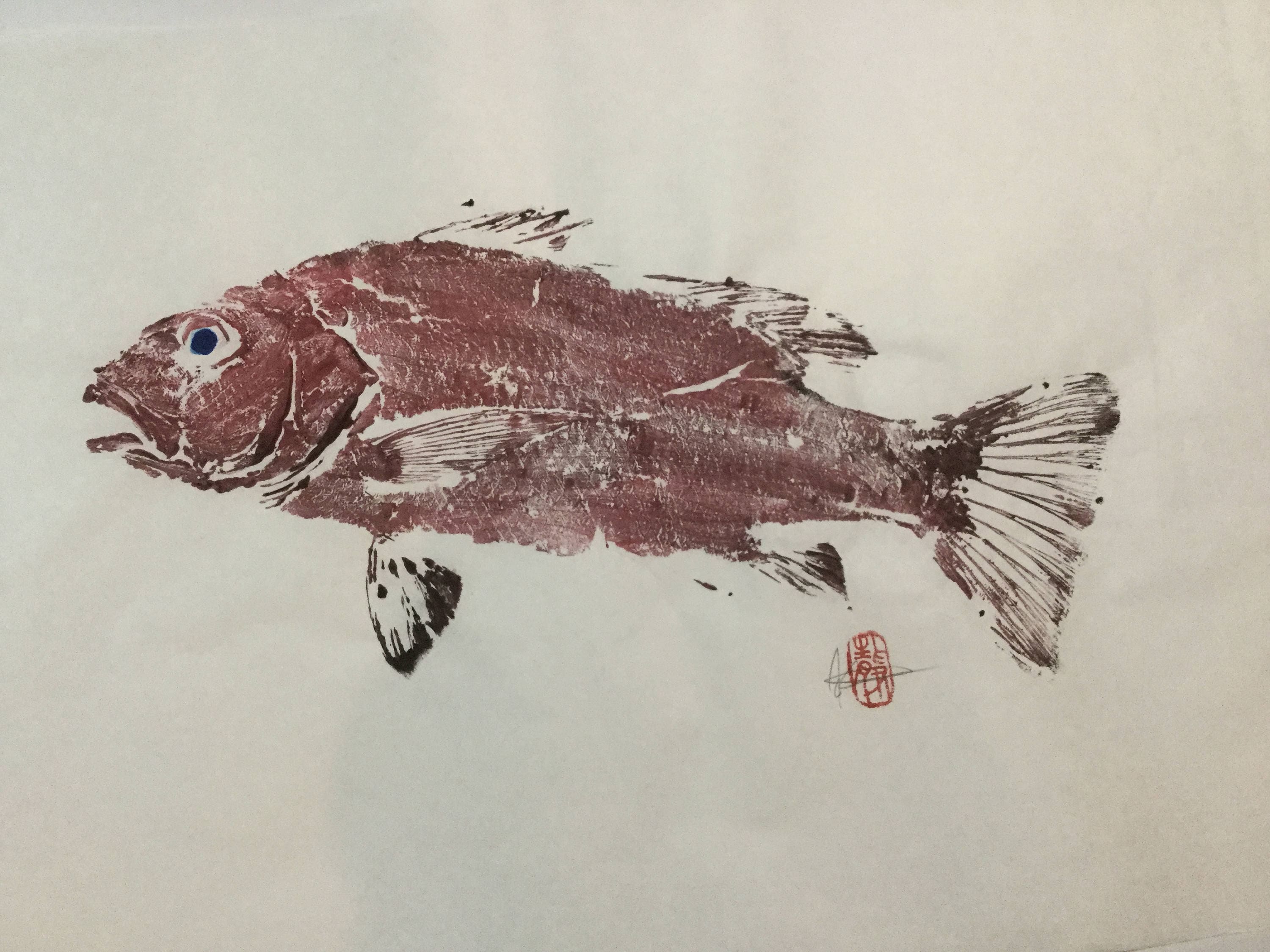 Snapper/gyotaku/japanese Art/original Gyotaku/fish | Etsy