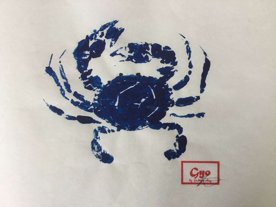 Blue Crab/rustic Beach Sign/gyotaku/coastal Living/nautical Ideas ...