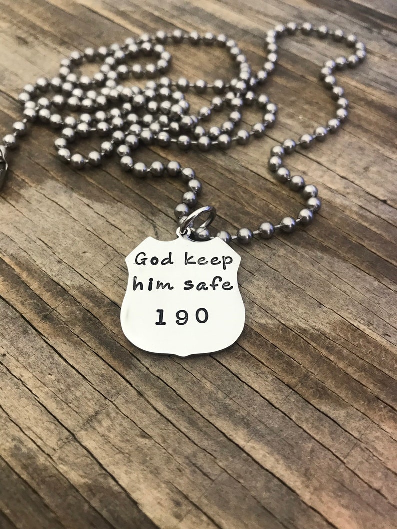Custom Police Badge Necklace-god Keep Him Safe Custom Badge | Etsy