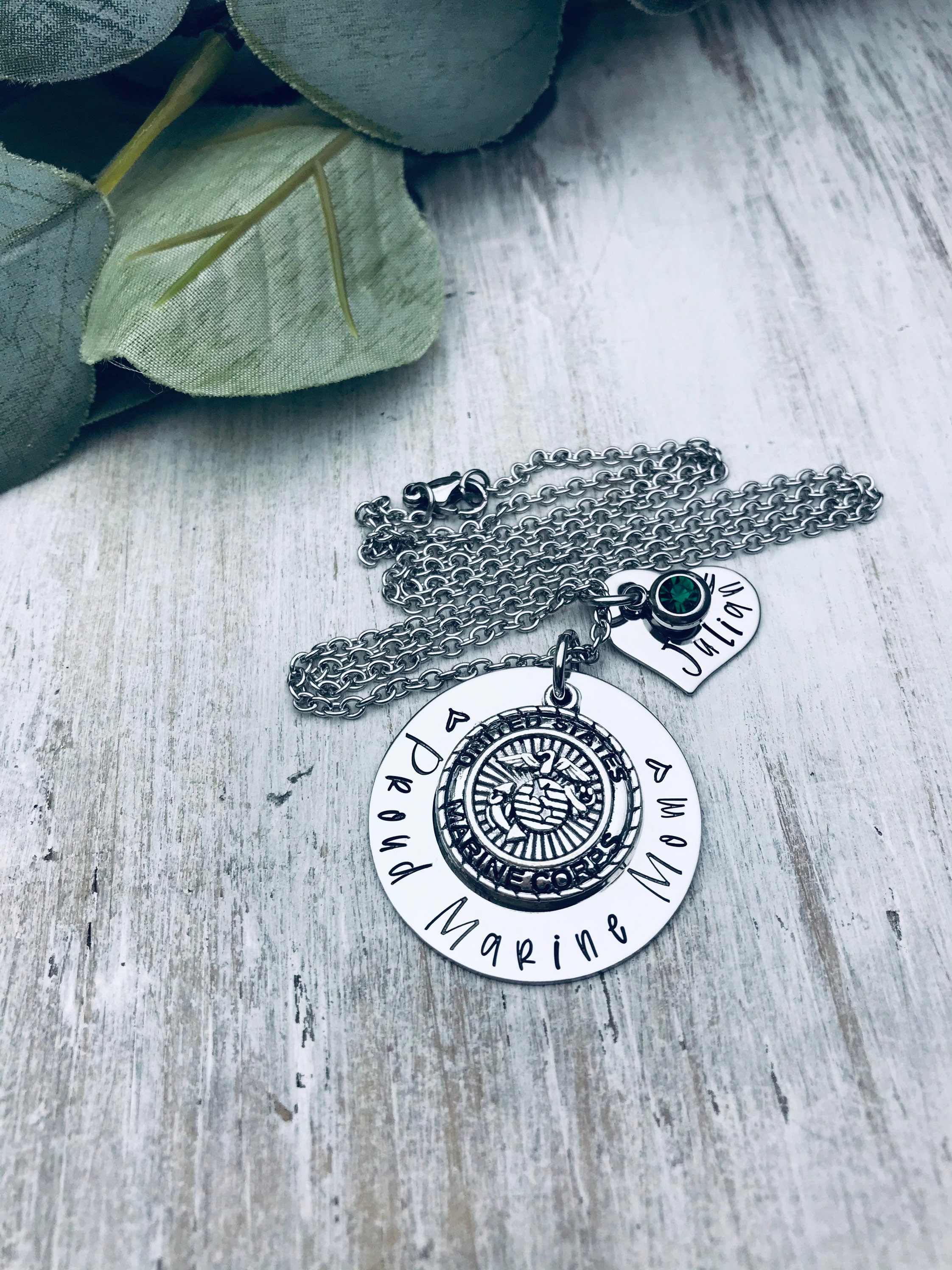Marine Mom Custom Necklace, Hand Stamped Marine Corp Key Chain, US ...