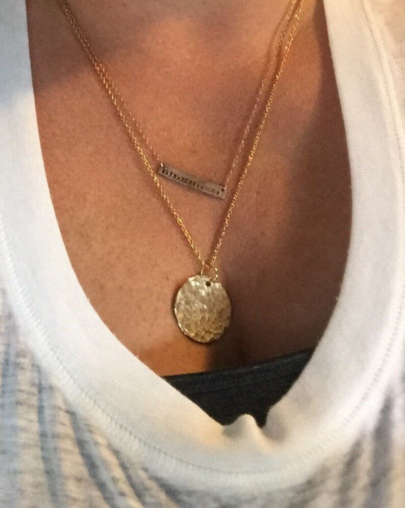 Hammered Disc Necklace-nu Gold Circle Disc-minimalist Jewelry - Etsy