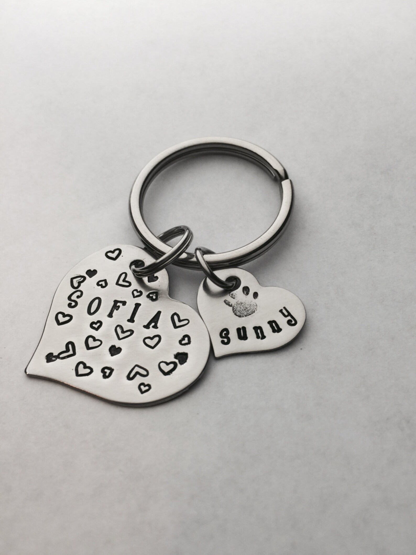 Custom Heart Key Chain Name Key Chain Hand Stamped Heart Key | Etsy