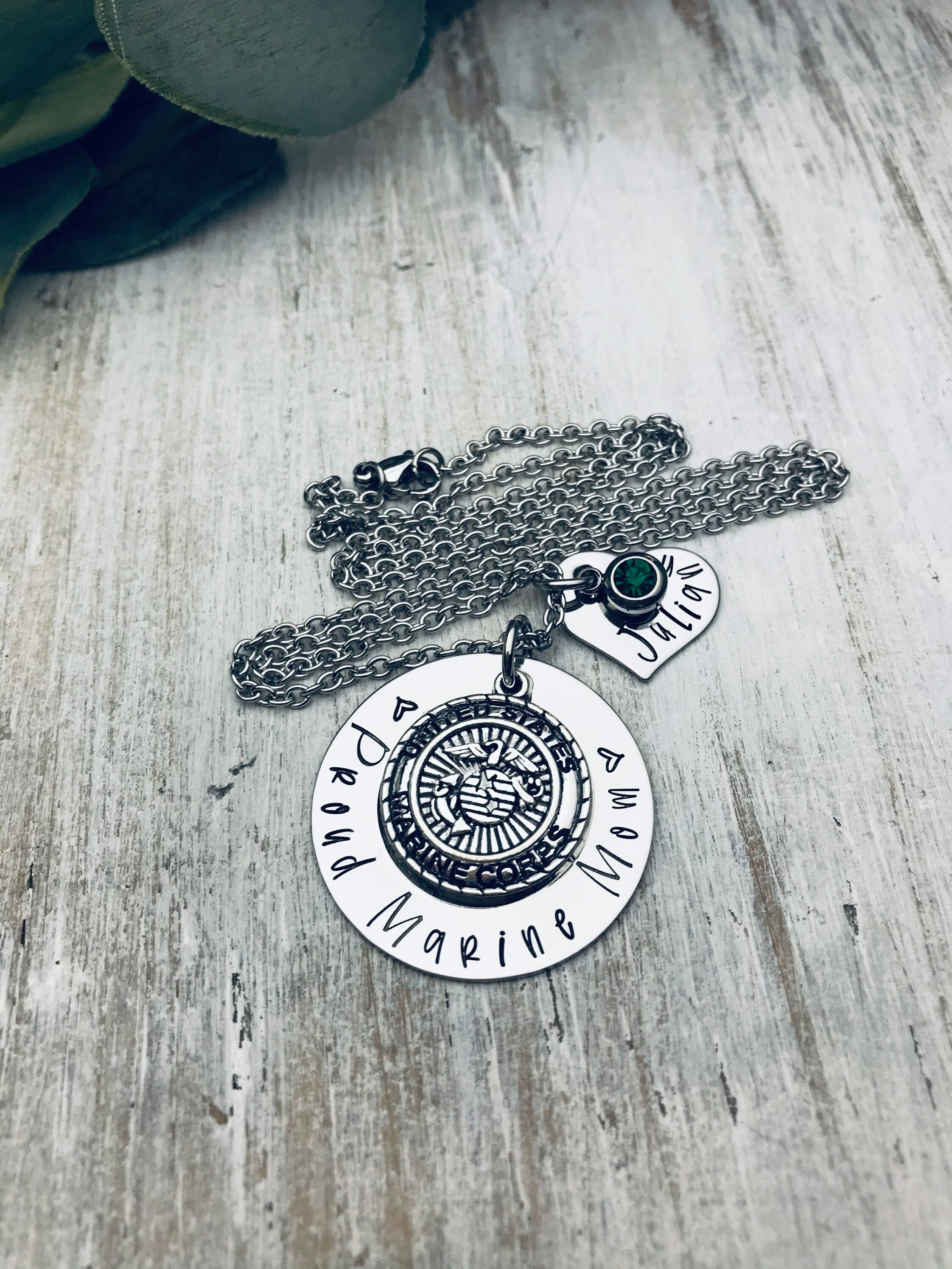 Marine Mom Custom Necklace, Hand Stamped Marine Corp Key Chain, US ...