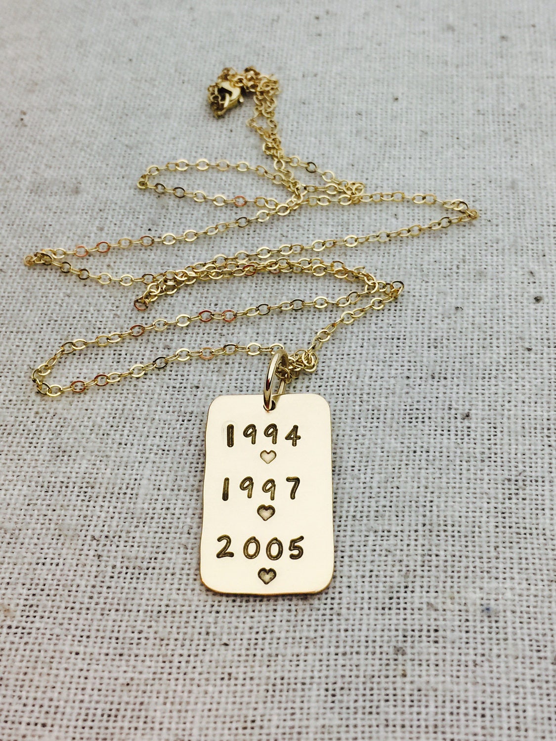 Gift For Mom-Personalized Gold Dog Tag Necklace-Birthdate | Etsy