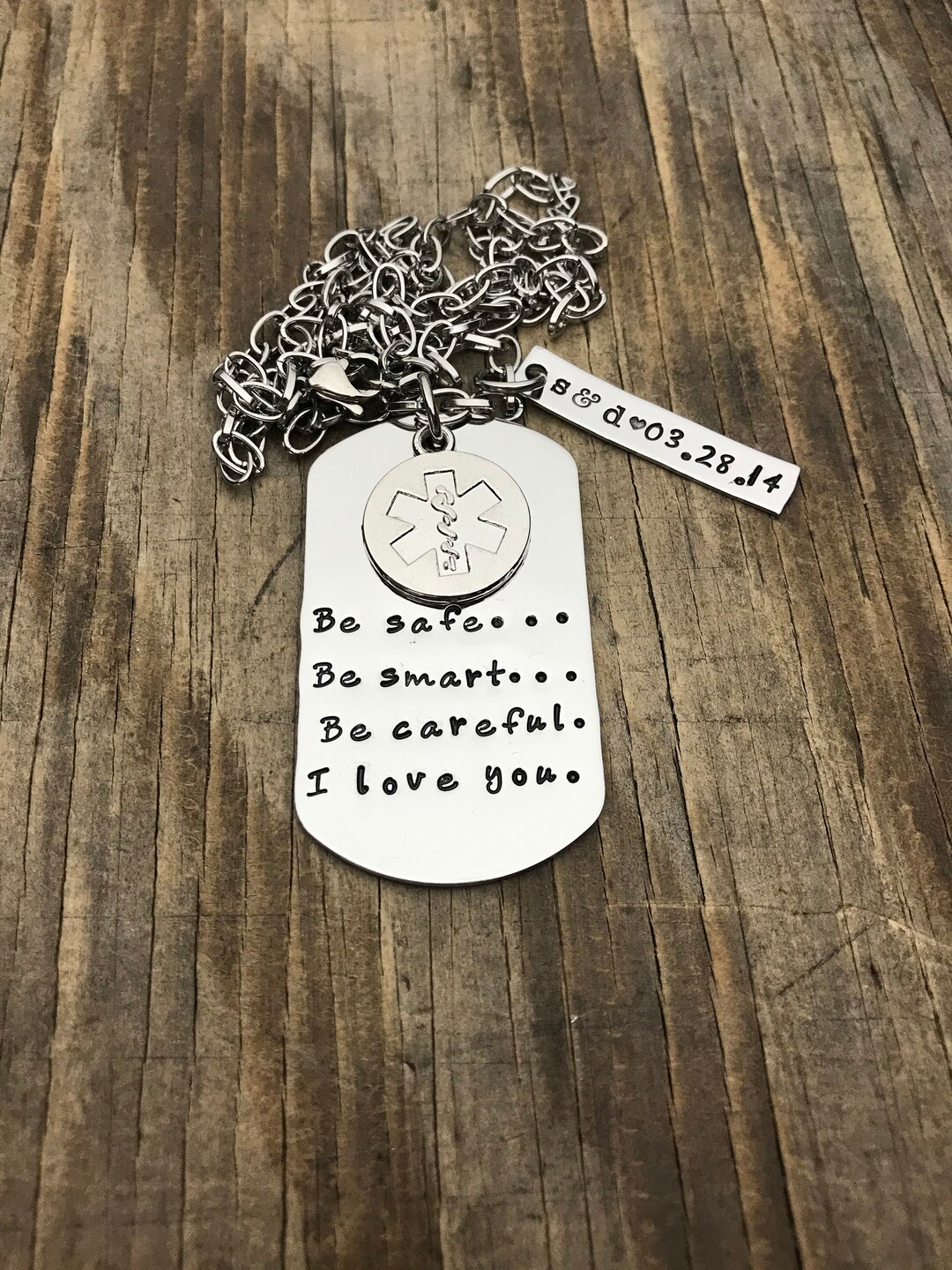 Custom EMT Dog Tag-be Safe Be Smart Be Careful- Paramedic Jewelry-star ...