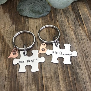 Custom Puzzle Piece Key Chains, Her King His Queen, His and Hers ...