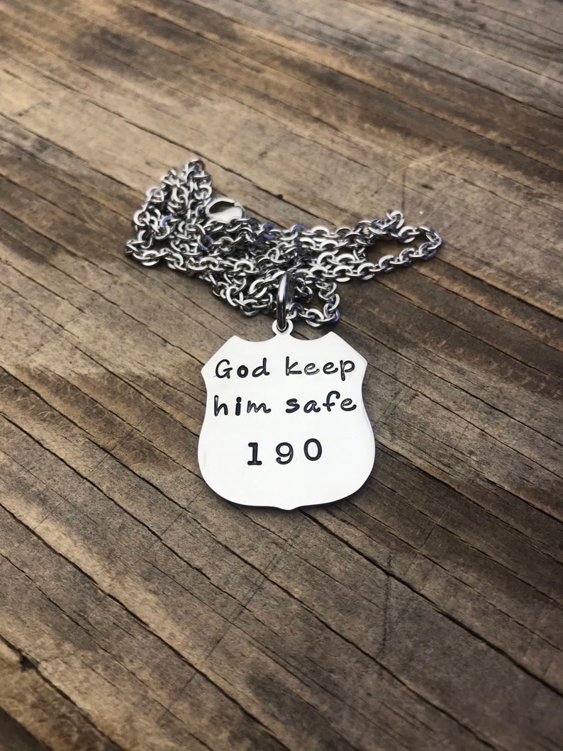 Custom Police Badge Necklace-god Keep Him Safe Custom Badge | Etsy