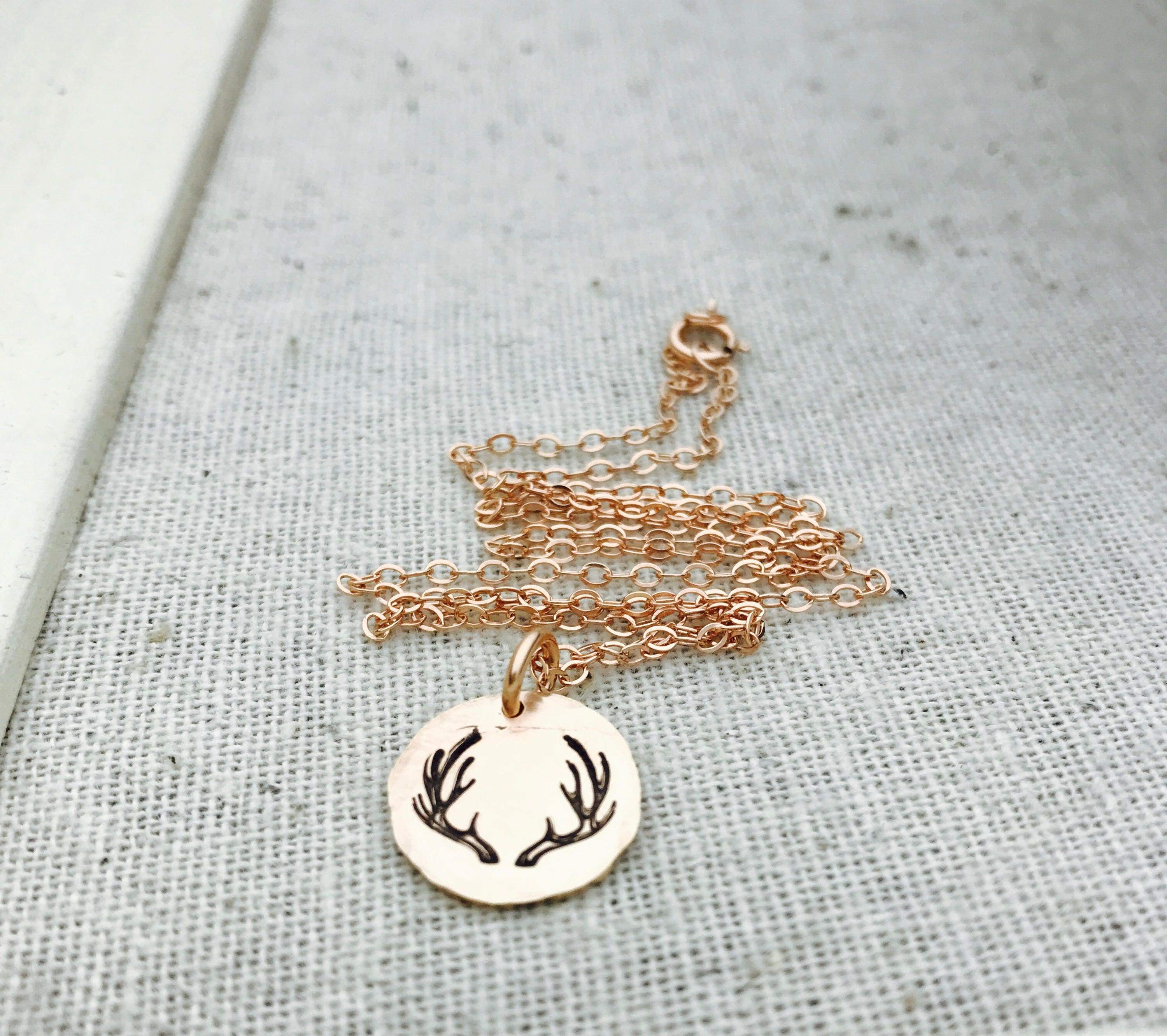 Rose Gold Antler Necklace- 14k Gold Filled Rose Gold Filled Sterling ...