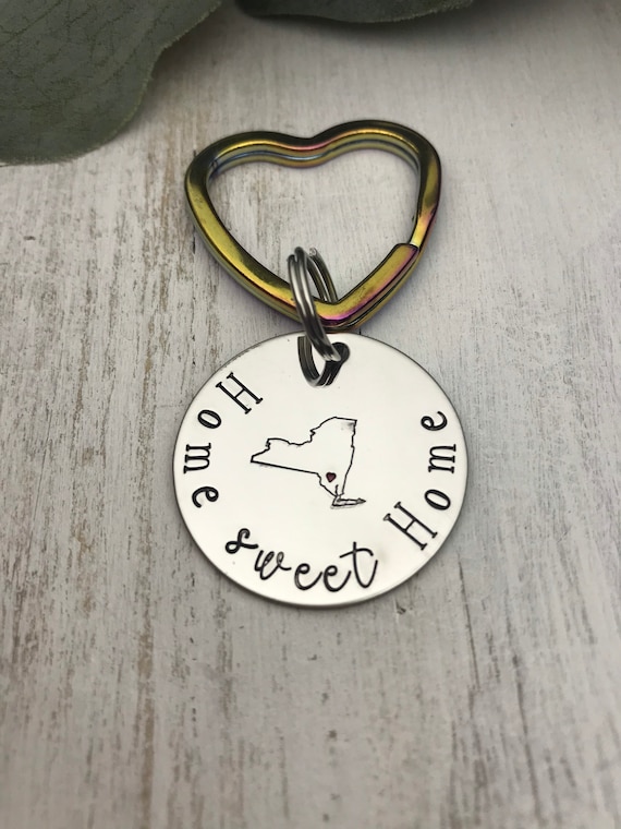 Home Key Chain Custom State Key Chain New York New Jersey | Etsy