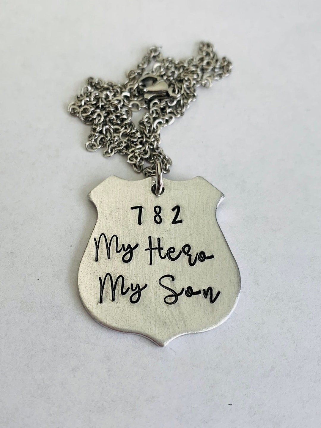 My Hero My Son Custom Police Badge Necklace, Custom Badge Gift, Proud ...