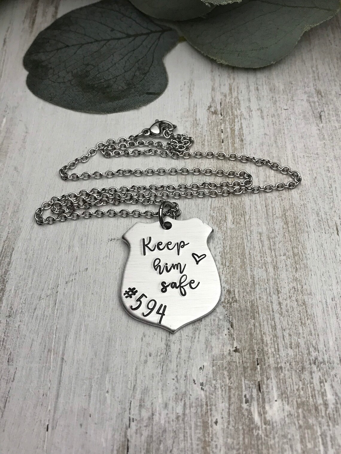 Keep Him Safe Police Badge Necklace Keep Her Safe Proud | Etsy