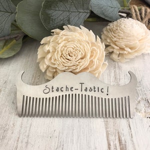 Custom Mustache Comb, Stainless Steel Beard Comb, Stache Tastic ...