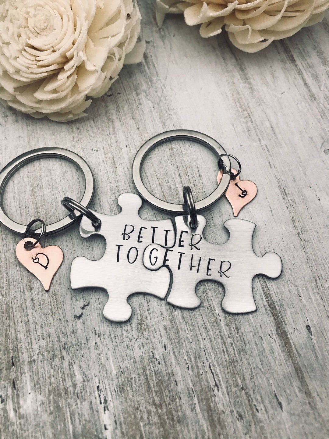 Better Together Custom Puzzle Piece Key Chains,personalized, His and ...