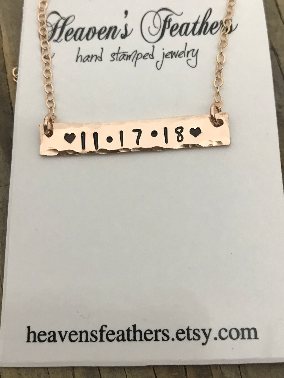 Rose Gold Date Bar Pendant Necklace-special Date Jewelry-horizontal ...