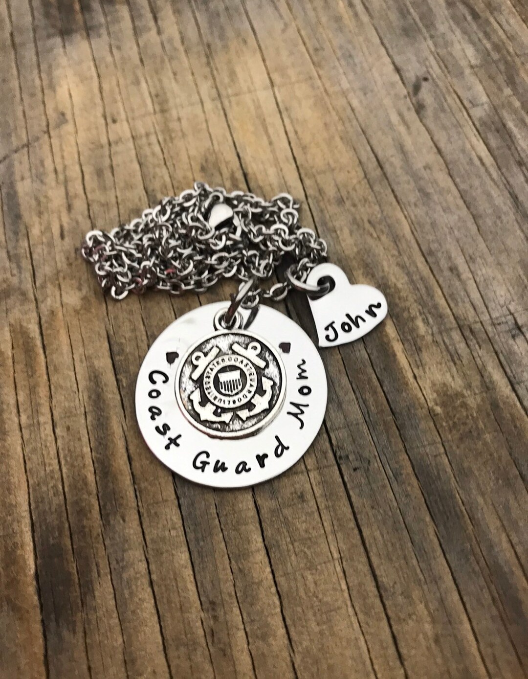 Coast Guard Mom Custom Necklace, Hand Stamped US Coast Guard Jewelry ...
