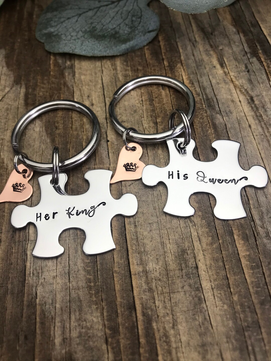 Custom Puzzle Piece Key Chains, Her King His Queen, His and Hers ...