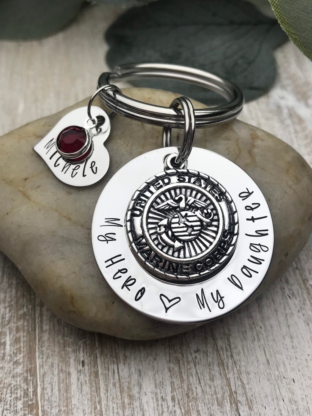 Marine Mom Necklace, My Hero My Daughter Custom Necklace, Marines, Key ...