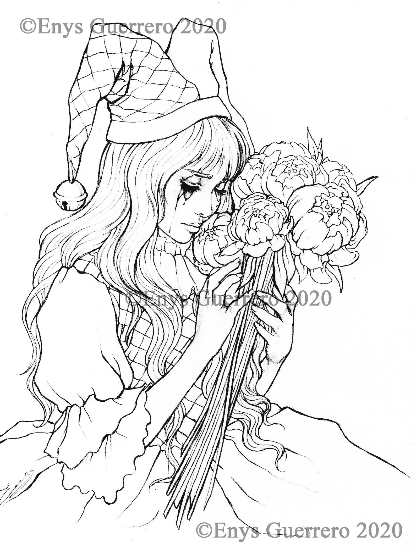 Only Your Flowers Left Coloring Page Goth Fantasy - Etsy